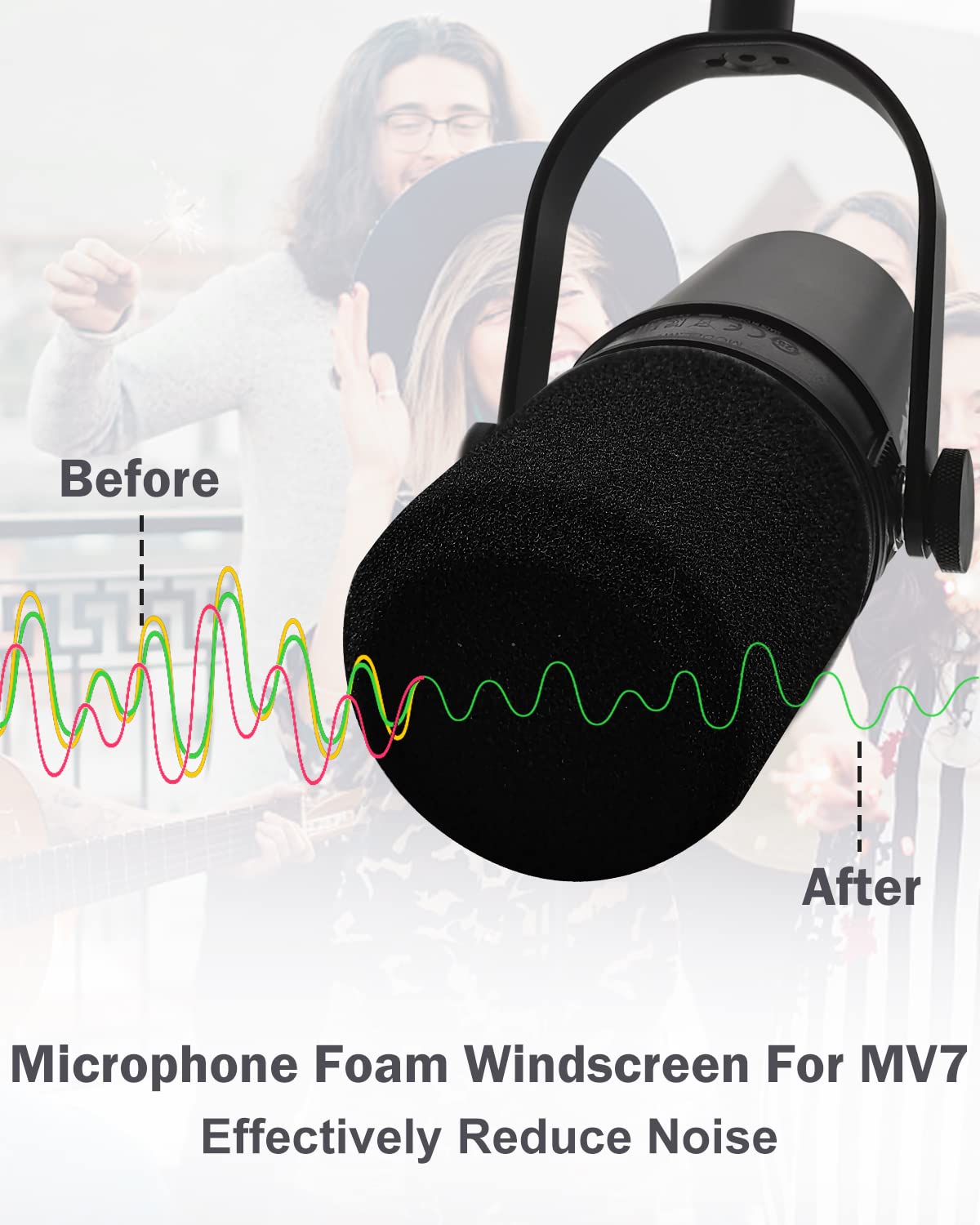 Boseen Microphone Boom Arm Stand, Heavy Duty Adjustable Suspension Scissor Mic Stand with Pop Filter, Compatible with Shure MV7, Black Metal, Desktop Stand