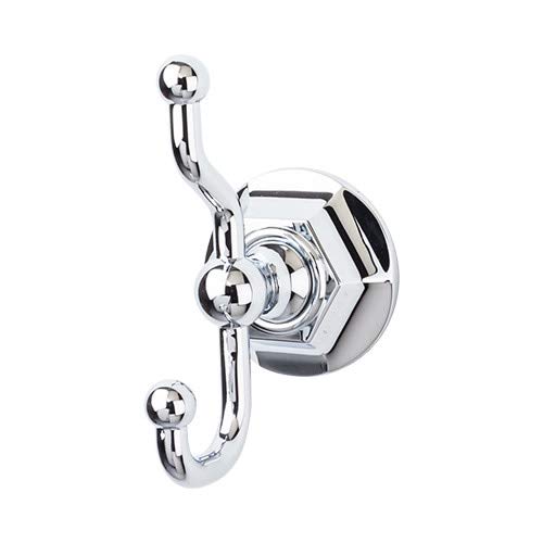 Top Knobs - ED2PCB - Bath Double Hook - Polished Chrome - Hex Backplate - Edwardian Collection