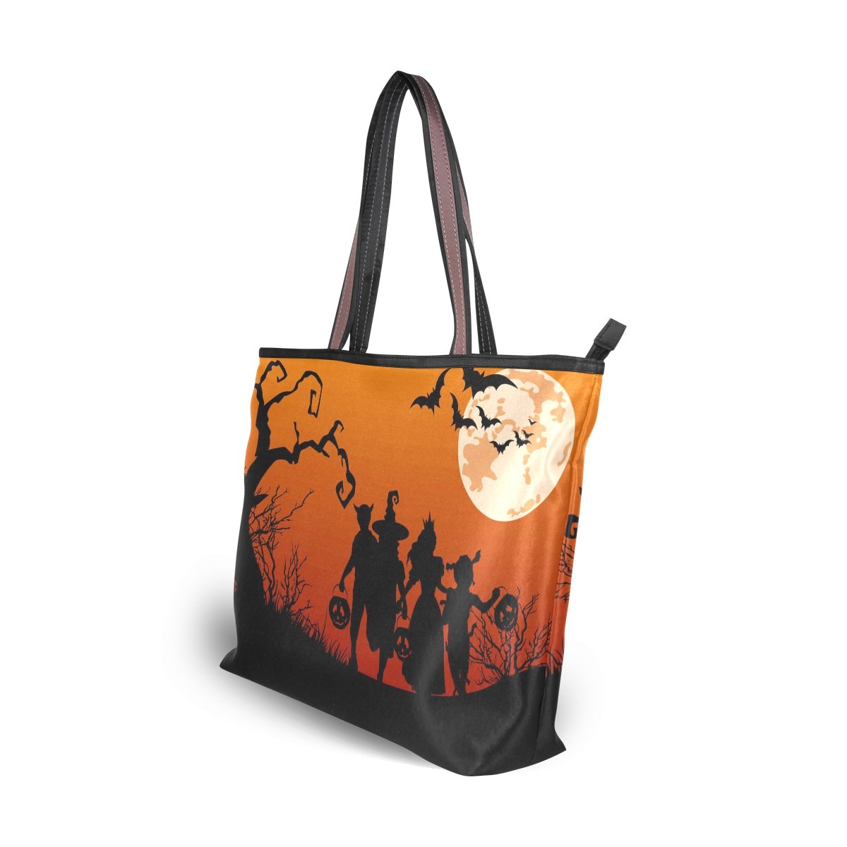 Halloween Tote Bag Halloween Tote Purse with Zipper,Halloween Tote Bag with Pocket