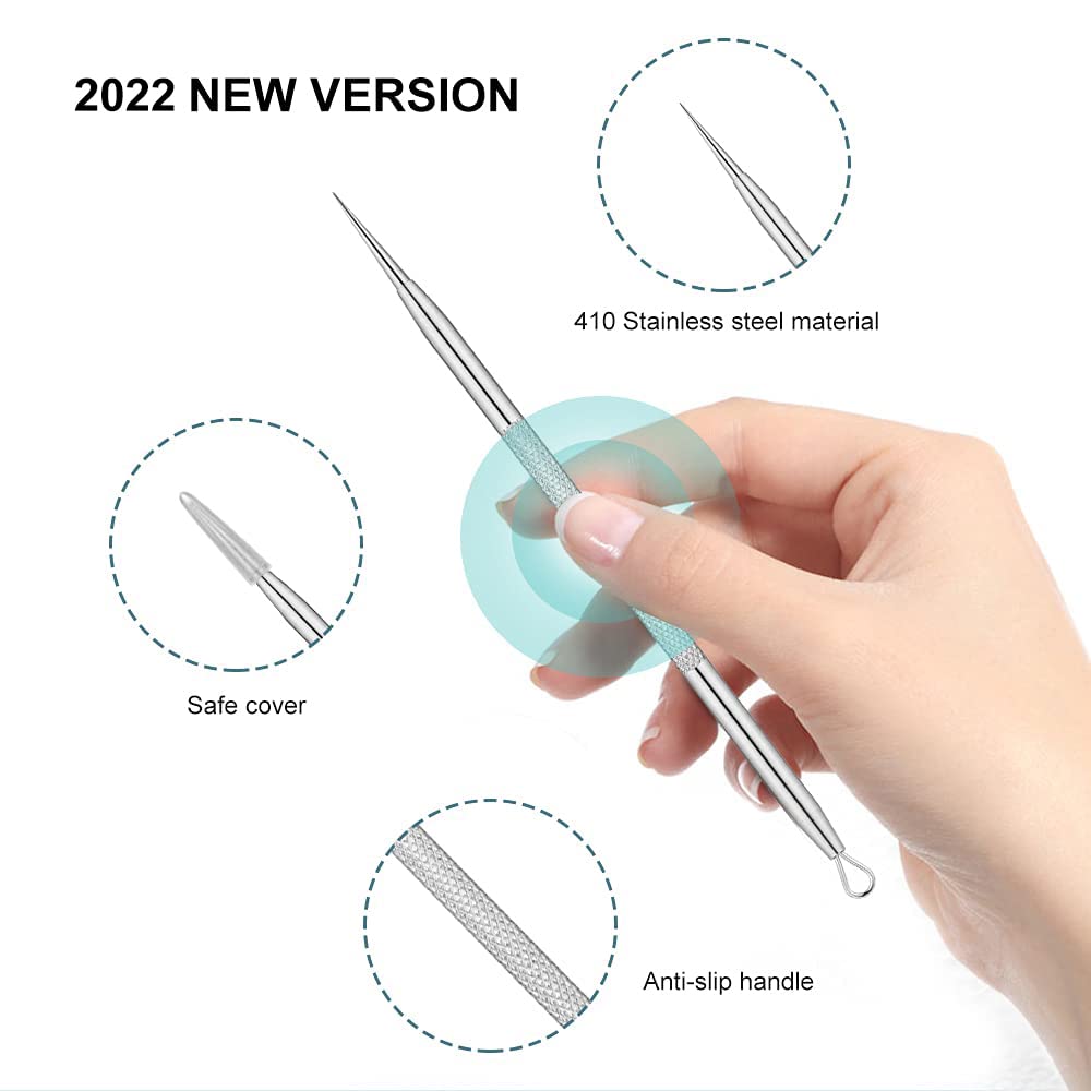 Blackhead Remover, 2 PCS Pimple Popper ,Stainless Steel Pimple Extractor Blackhead Removal Tool Risk Free Treatment for Blemish,Whitehead Popping