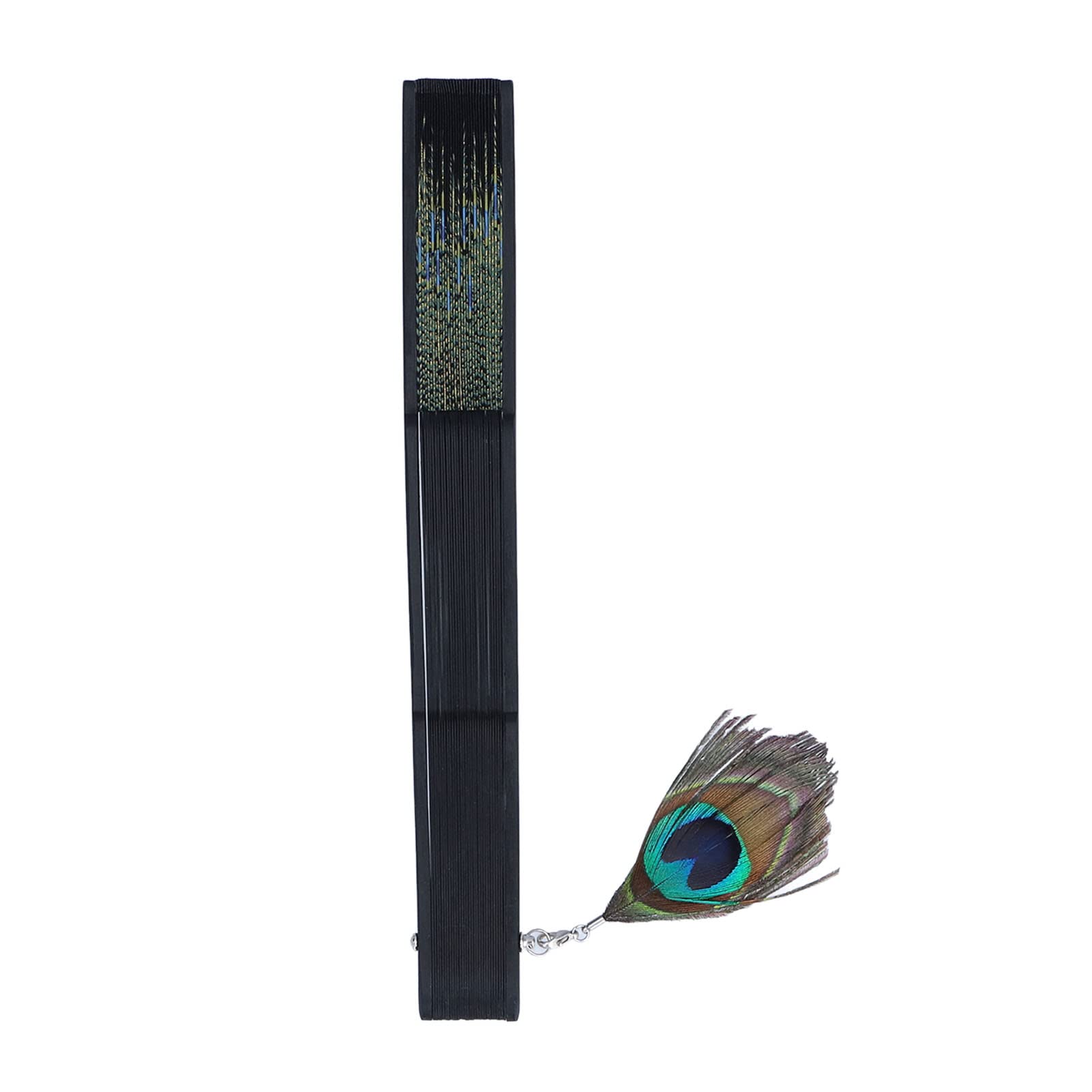 Chinese Fan, Foldabe Portable Hand Fan Elegant Attractive Black Bones for Dance Performance for Clothes Decoration