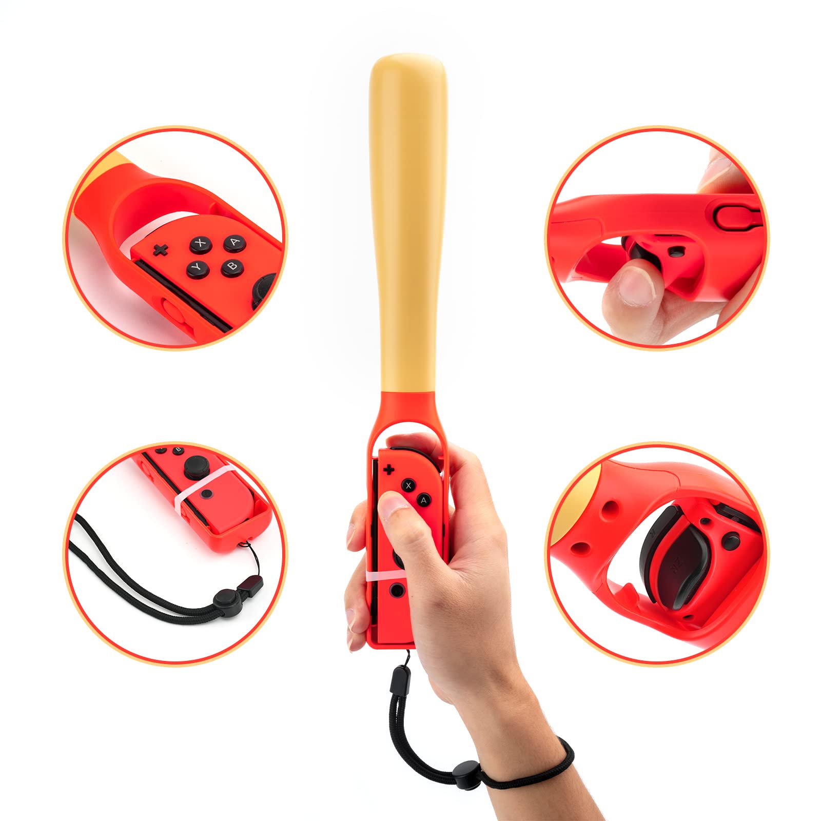 Baseball Bat Handle Grip, CODOGOY Baseball Stick Game Accessories Compatible with Nintendo Switch OLED/ Nintendo Switch, Small Handle Somatosensory Baseball Grip NS Left & Right Handle(2PCS)