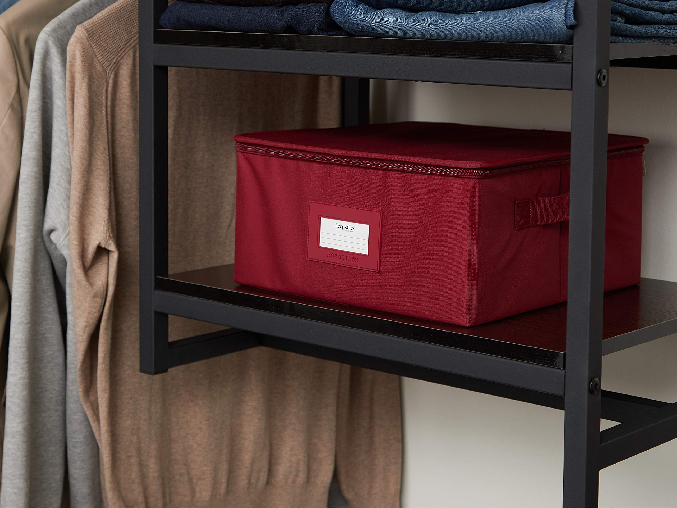 Covermates Keepsakes - Zip-Top Storage Box - Heavy Duty Polyester- Reinforced Handles - Stackable Design - Indoor Storage-Scarlett Red