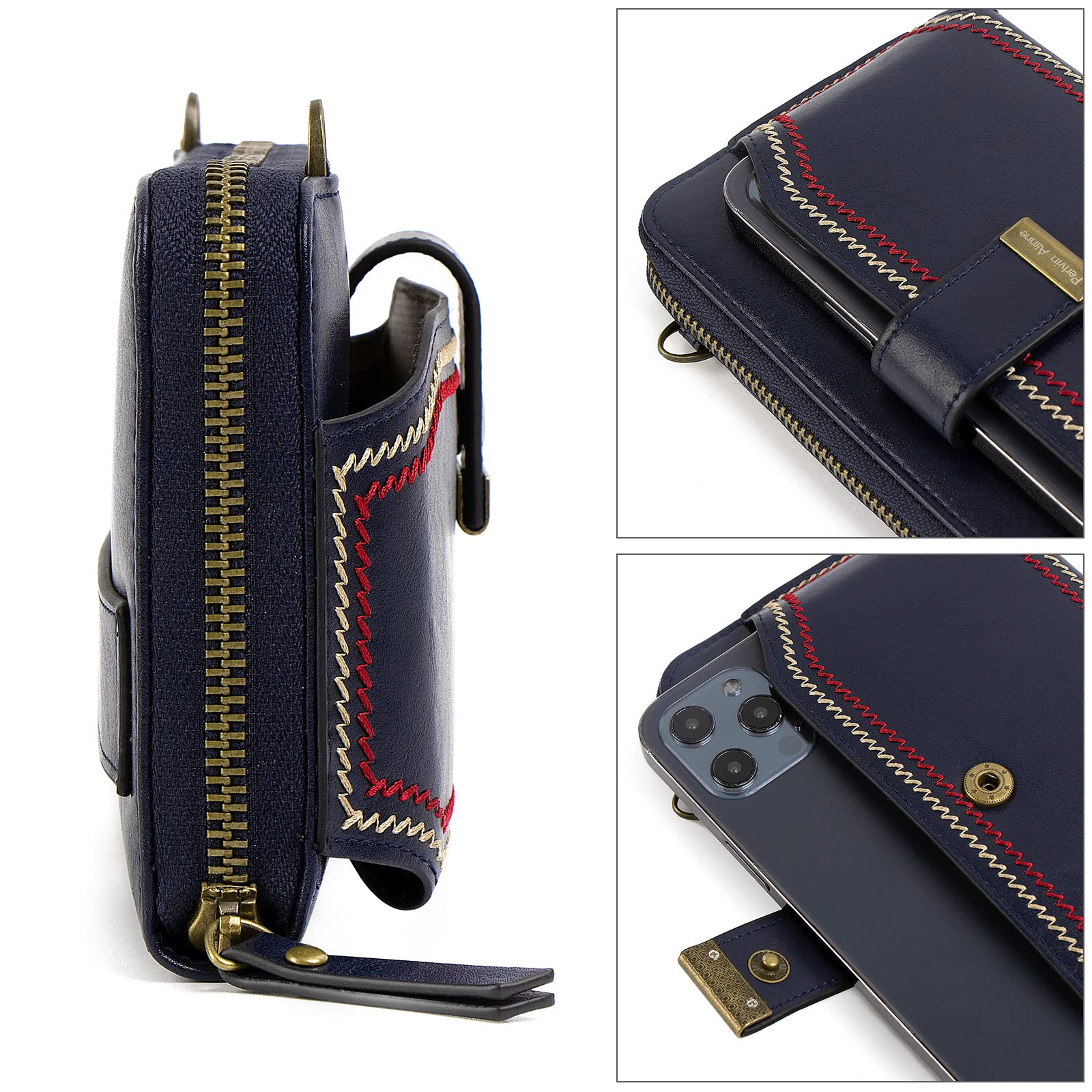 Perlvin Alinne Rifd blocking Wristlet Wallet with Cell Phone Holder Crossbody Bags Purse for Women