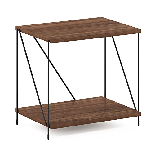 Furinno Besi Industrial Multipurpose Side Table with Metal Frame, Walnut Cove