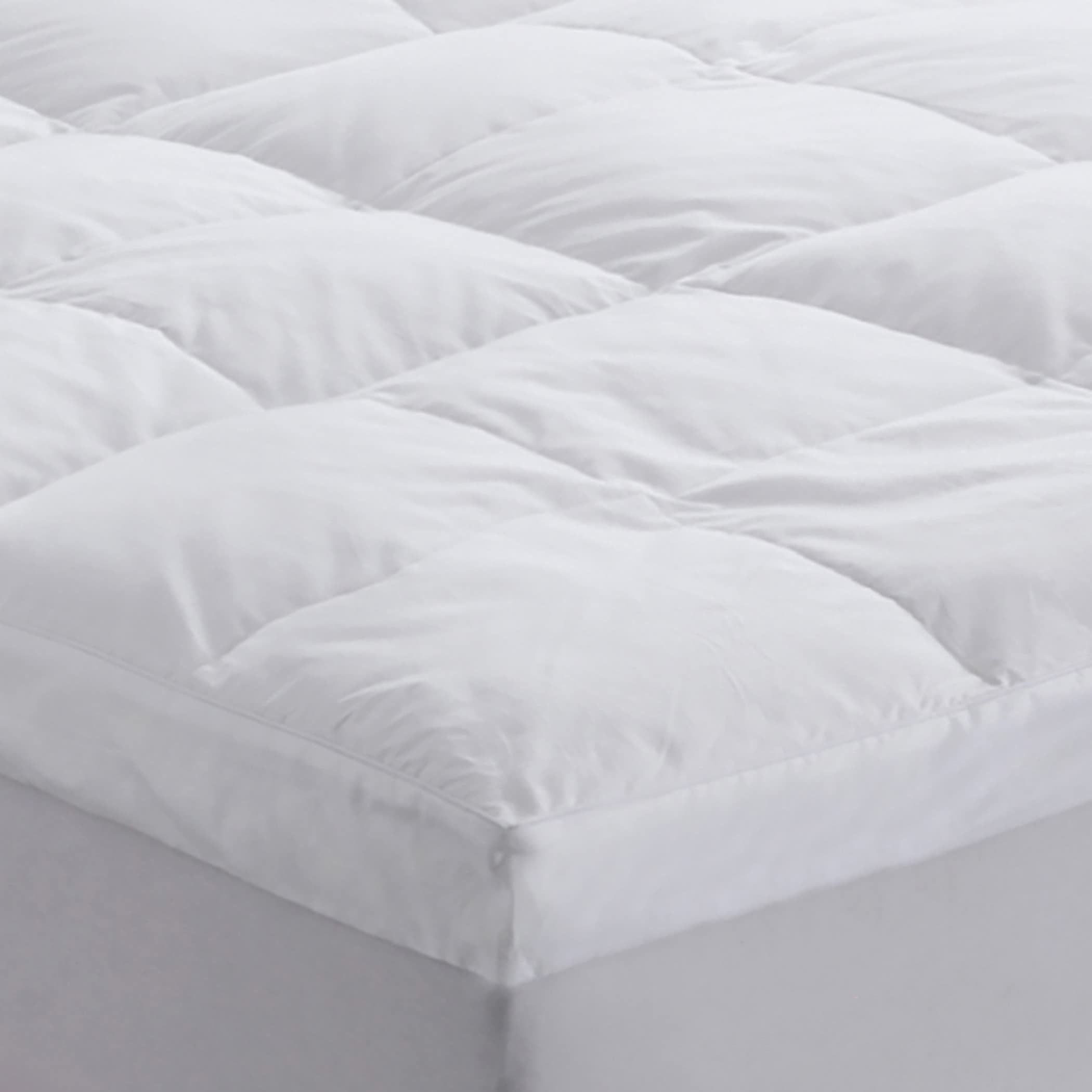 Feather and Loom Triple Comfort Layer Mattress Topper, White Down and Feathers, 100% Natural Cotton Cover, Responsible Down Standard Certified, Hypoallergenic (Queen - 60x80)