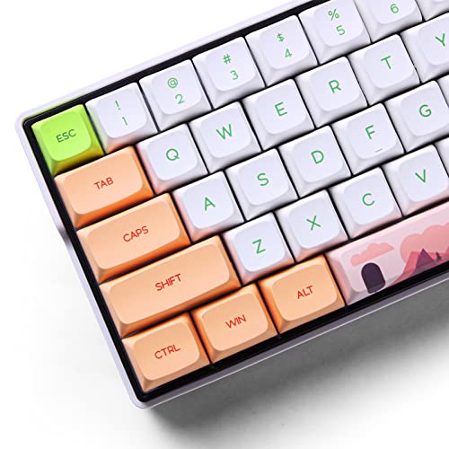 KEMOVE XDA Profile PBT Keycaps for 60% Percent Mechanical Gaming Keyboard, 70 Keys ANSI US Layout Maple Theme Keycaps Set (Keycaps only)