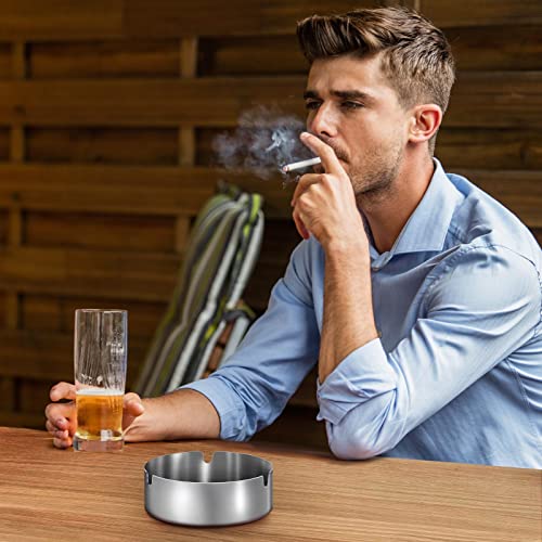 roygra Ashtray 2 Pack, Metal Ashtray - Black, Medium Size (3.15 x 3.15 x 1.3ββ)