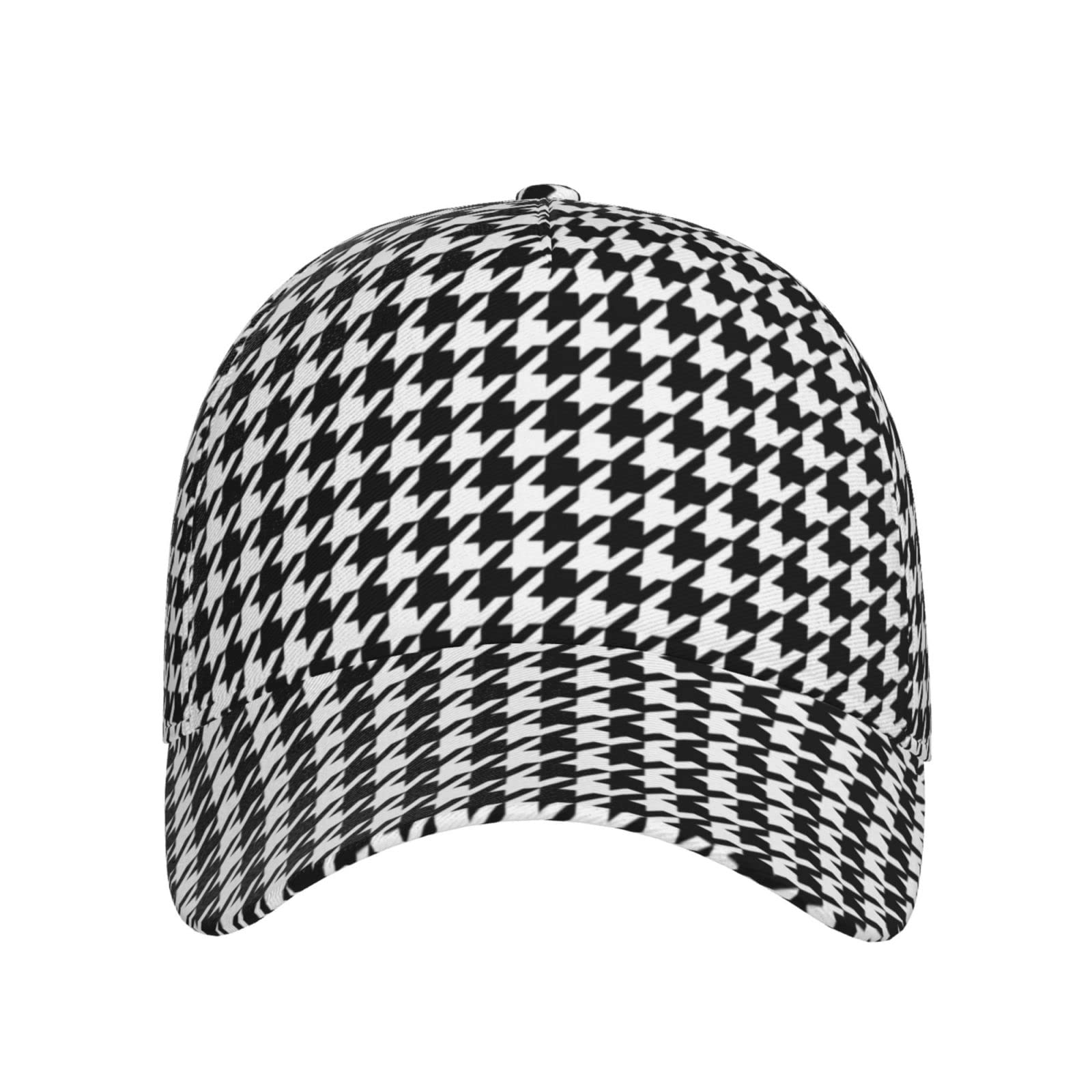 Baseball Cap Dad Hat for Women Men Adjustable Fashionable Low Profile Trendy Fit for Beach Summer Sport (Black Houndstooth)
