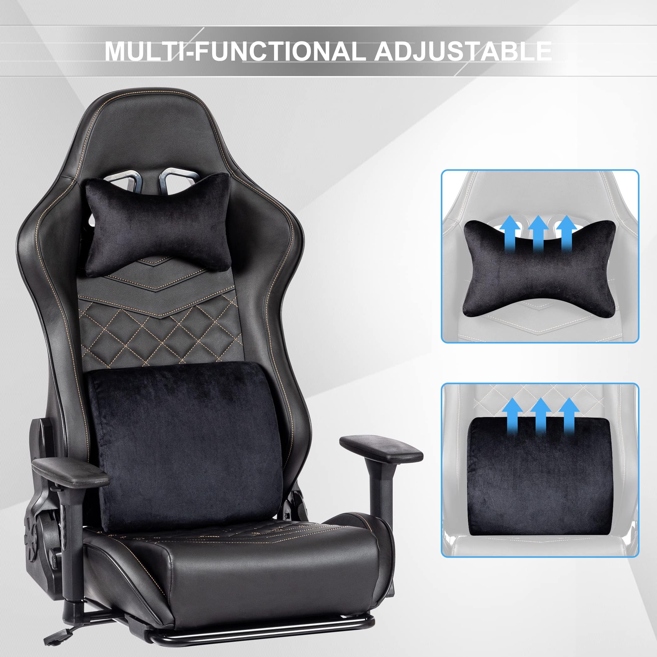 Blue Whale Massage Gaming Chair for Adults, 350LBS Office Chair with Retractable Footrest, Adjustable Armrest, Classic PU Leather Big and Tall Ergonomic Computer Chair