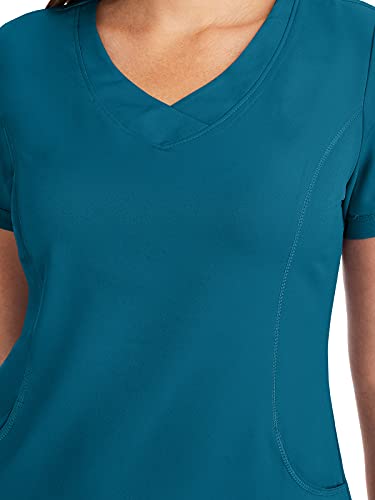 Healing Hands 4 Pocket Women Scrub Top V-Neck HH360 2264 Sloan Scrubs for Women Stretch Fabric Caribbean L