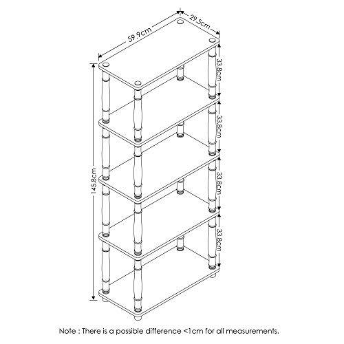 Furinno Turn-N-Tube 5-Tier Multipurpose Shelf, Espresso/Black & Turn-N-Tube 5 Tier Corner Display Rack Multipurpose Shelving Unit with Classic Tubes, Espresso/Black (18035EX/BK)