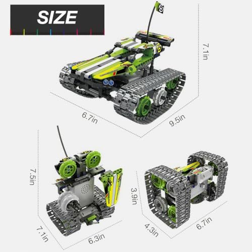 BIRANCO. Remote Control Tracked 3in1 Stunt Racer Building Kit - RC Car STEM Construction Toy, Gift Idea for Kids, Boys and Girls Ages 8-12 Year Old (353 Pcs)
