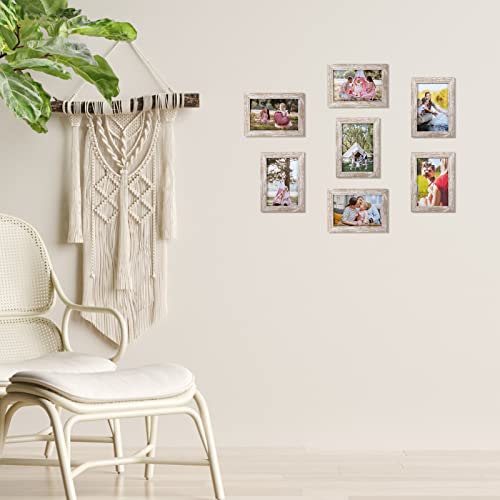 Lyeasw Rustic 4x6 Picture Frame Set of 12, Multi Woodgrain Farmhouse Photo Frames for Wall or Tabletop, Beige