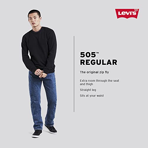 Levi's Men's 505 Regular Fit Jeans (Also Available in Big & Tall), Black-Discontinued, 36W x 32L