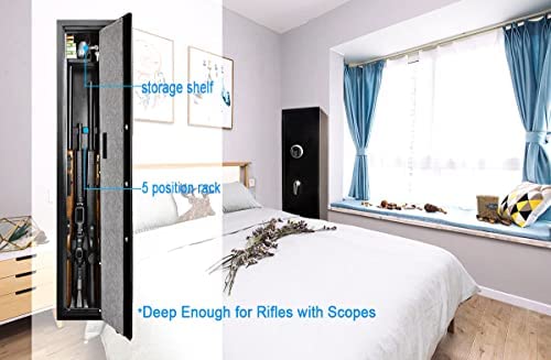 Biometric Fingerprint Gun Safe for Rifle, Upgraded Quick Access Large Rifle Gun Security Cabinet for 5-6 Rifle Shotgun Firearms with/without Scopes with Pistol Lock Box