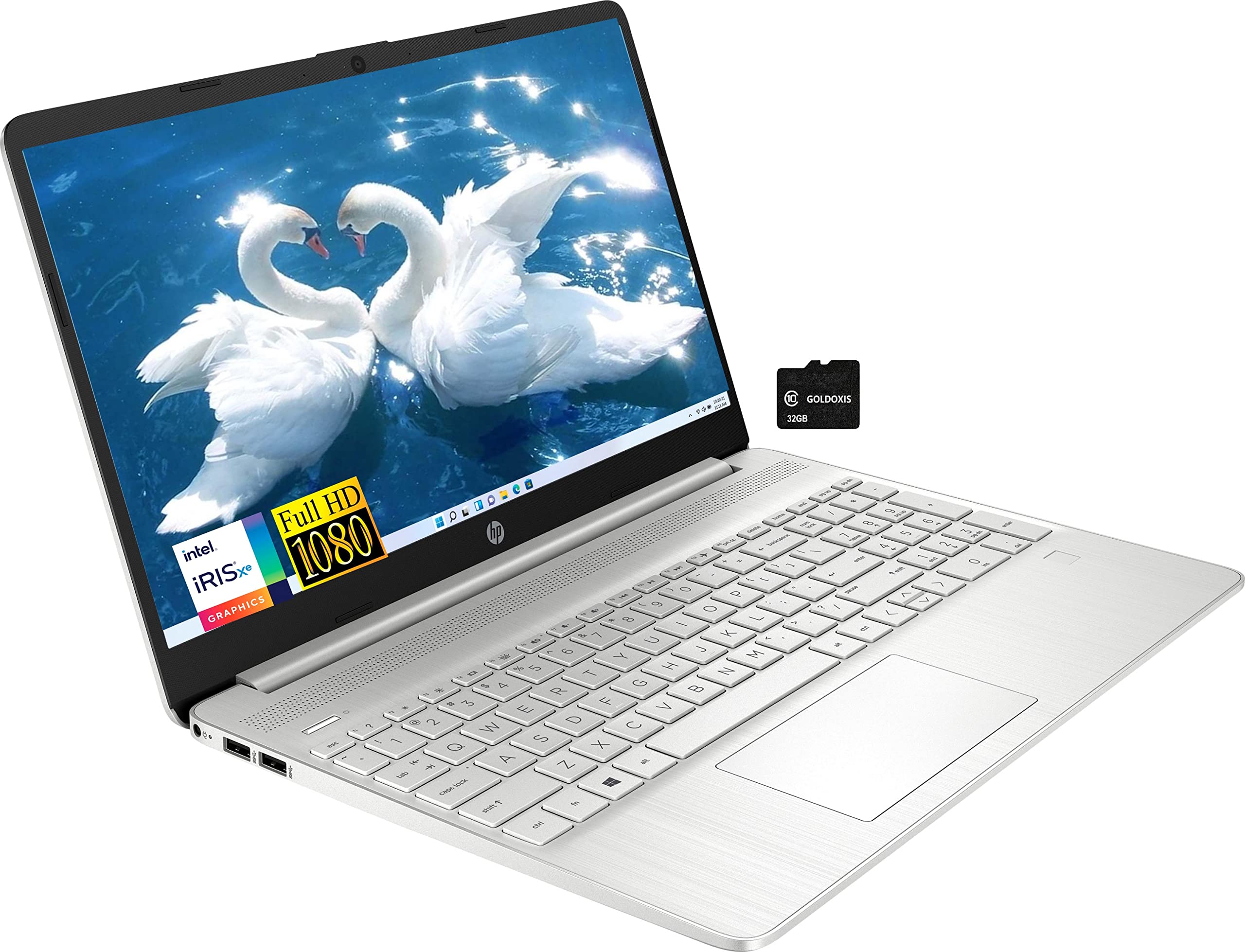 HP Newest 15 Business Laptop, Intel i5-1135G7 Quad Core (Beats i7-1065G7), 15.6" IPS FHD, Intel Iris Xe Graphics, 32GB DDR4 RAM, 1TB PCIE SSD, Fingerprint HDMI WiFi USB-C, Goldoxis Card