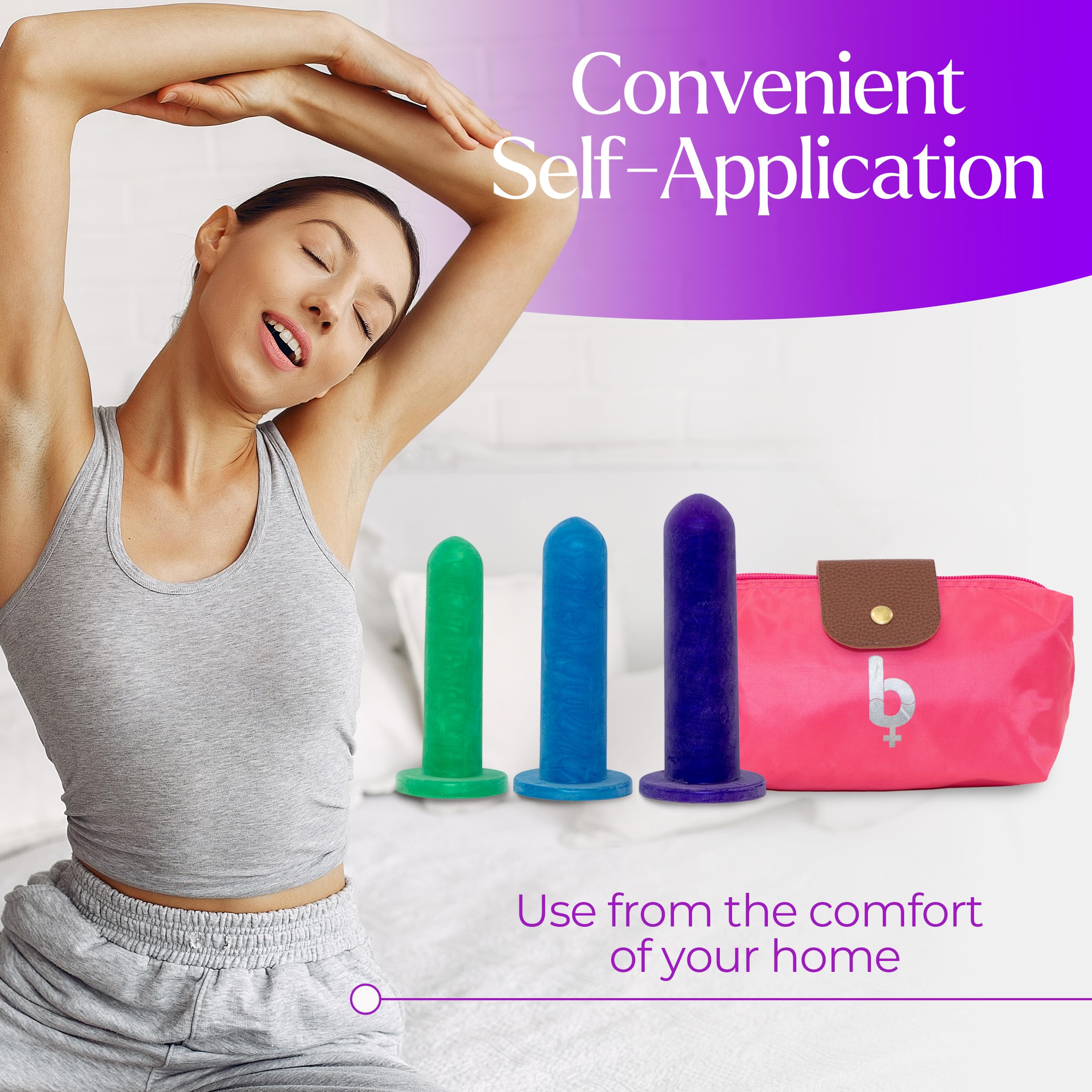 BioMoi Silicone Pelvic Dilator Kit | Pelvic Equipment for Stretching | Comfortable Pelvic Floor Muscle Trainer | BioCote Protected | with Bag | Large Set | (Pack of 3)