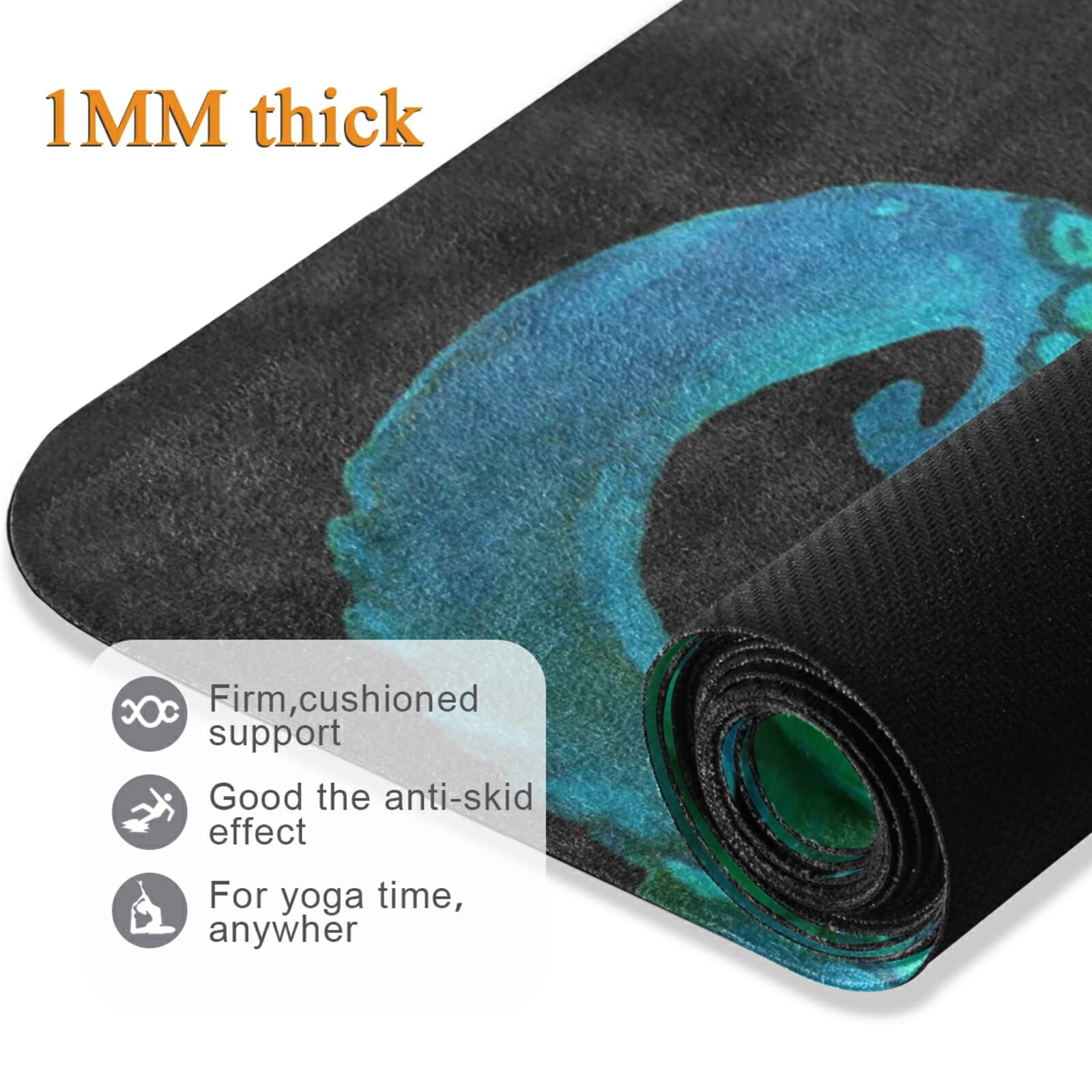 Blue Watercolor Octopus Yoga Mat Cover, Non Slip Exercise Mat Made from Premium Material High Performance Grip, Coming with Carry Bag(c)