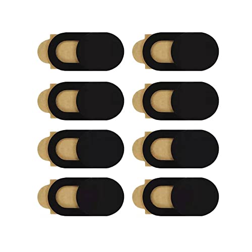 FadyDail Laptop Camera Cover Slide 8Pcs, Ultra Thin Webcam Cover Computer Camera Cover Slide Camera Blocker Camera Privacy Slider Phone Camera Cover for iPhone iPad MacBook (Black)