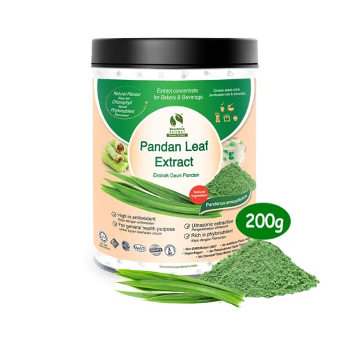 BioNutricia 5 x 200g Pandan Leaf [Screwpine] Extract Powder Pure Plant Extract for Bakery, Drinks and Dessert [Manage Blood Sugar Level, Increase Metabolism & Insulin Regulation]