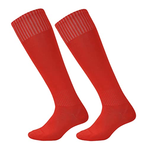 cdar Soccer Socks,Color Stretchy Compression Knee High Tube Socks Football Athletic Socks for Men Women Teens Red