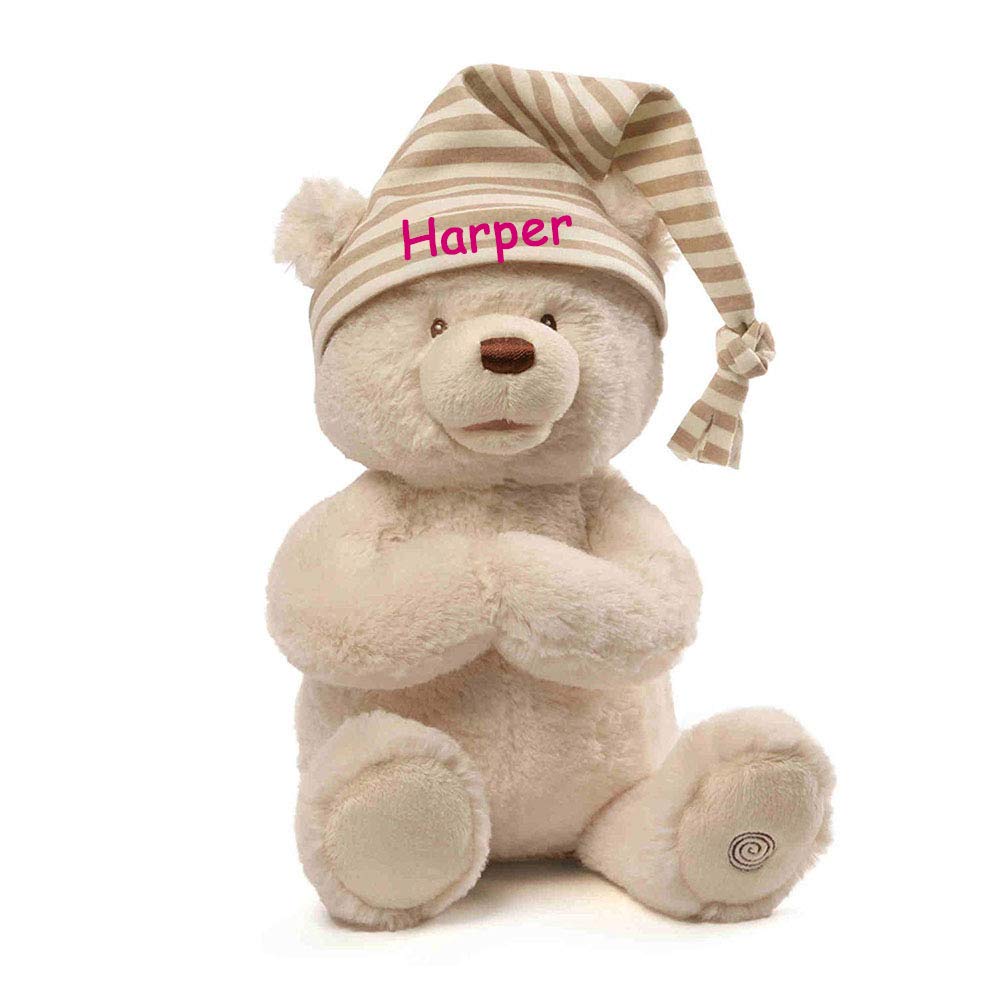 Personalized Goodnight Prayer Bear Animated Talking Plush Stuffed Animal Toy for Baby Boy or Baby Girl with Custom Name - 15 Inches