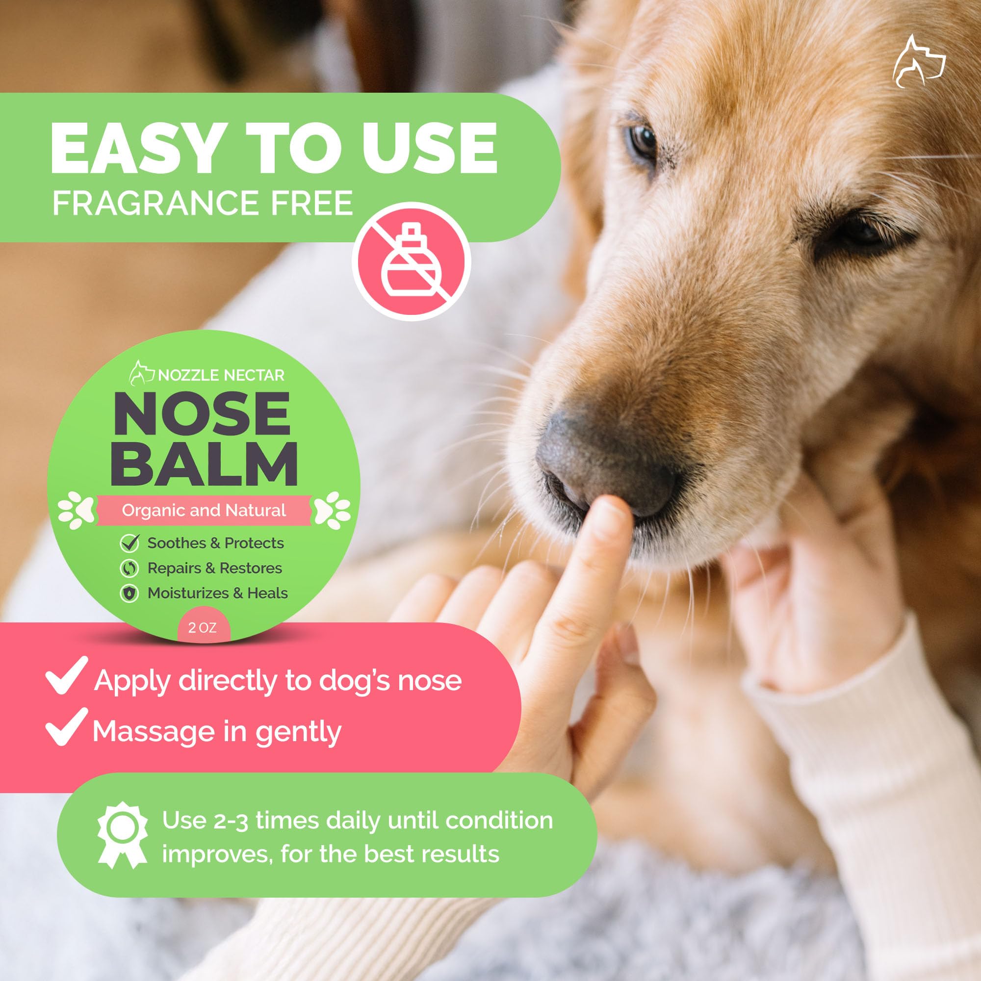 Dog Nose Balm - 100% Organic & Natural Nose Moisturizer and Healing Cream Butter - Dog Dry Nose Treatment and Moisturizer - Heals, Repairs & Protects Chapped, Damaged & Rough Noses
