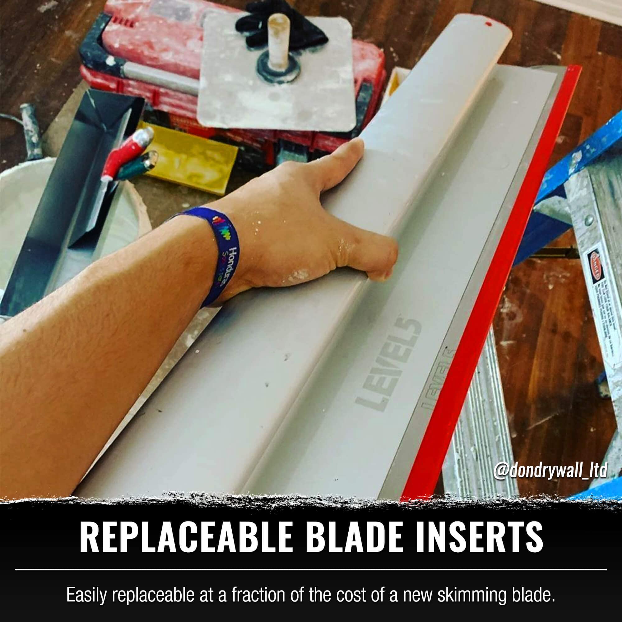 Drywall Skimming Blade Set - 10", 16" & 24" Blades + 37" - 63" Extension Handle | LEVEL5 | Pro-Grade | Extruded Aluminum & European Stainless Steel Construction | High-Impact End Caps | 5-440