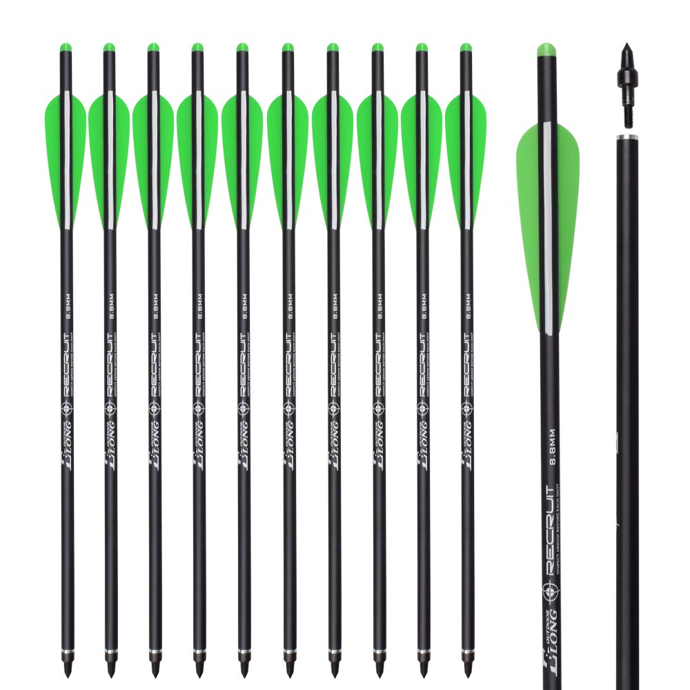 Carbon Crossbow Bolts 22 Inch Hunting Archery Crossbow Arrows with 4" Vanes Replaced Arrowhead Brodhead Tip 12PCS Pack