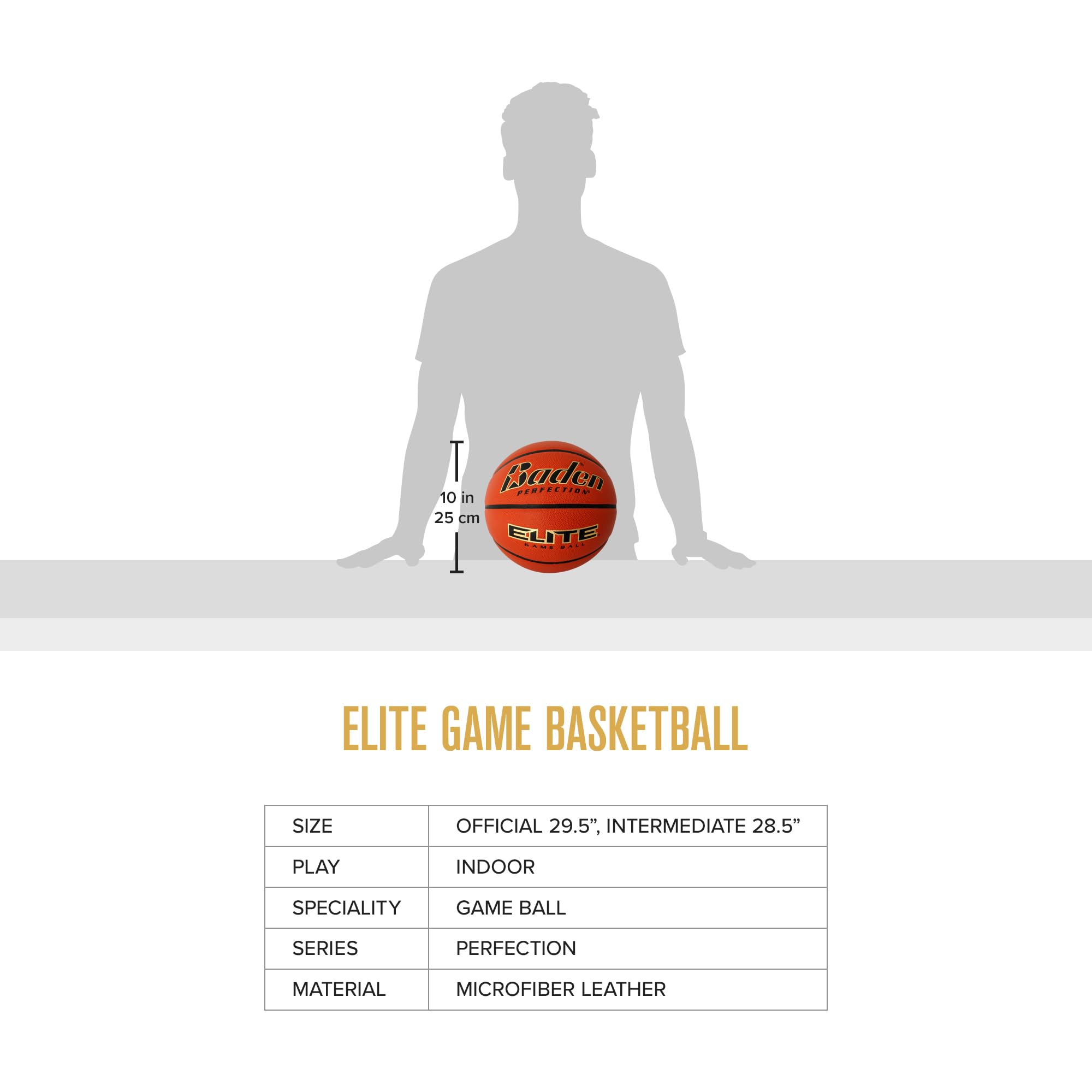 Baden Elite Indoor Game Composite Basketball, Official Size 6 & 7