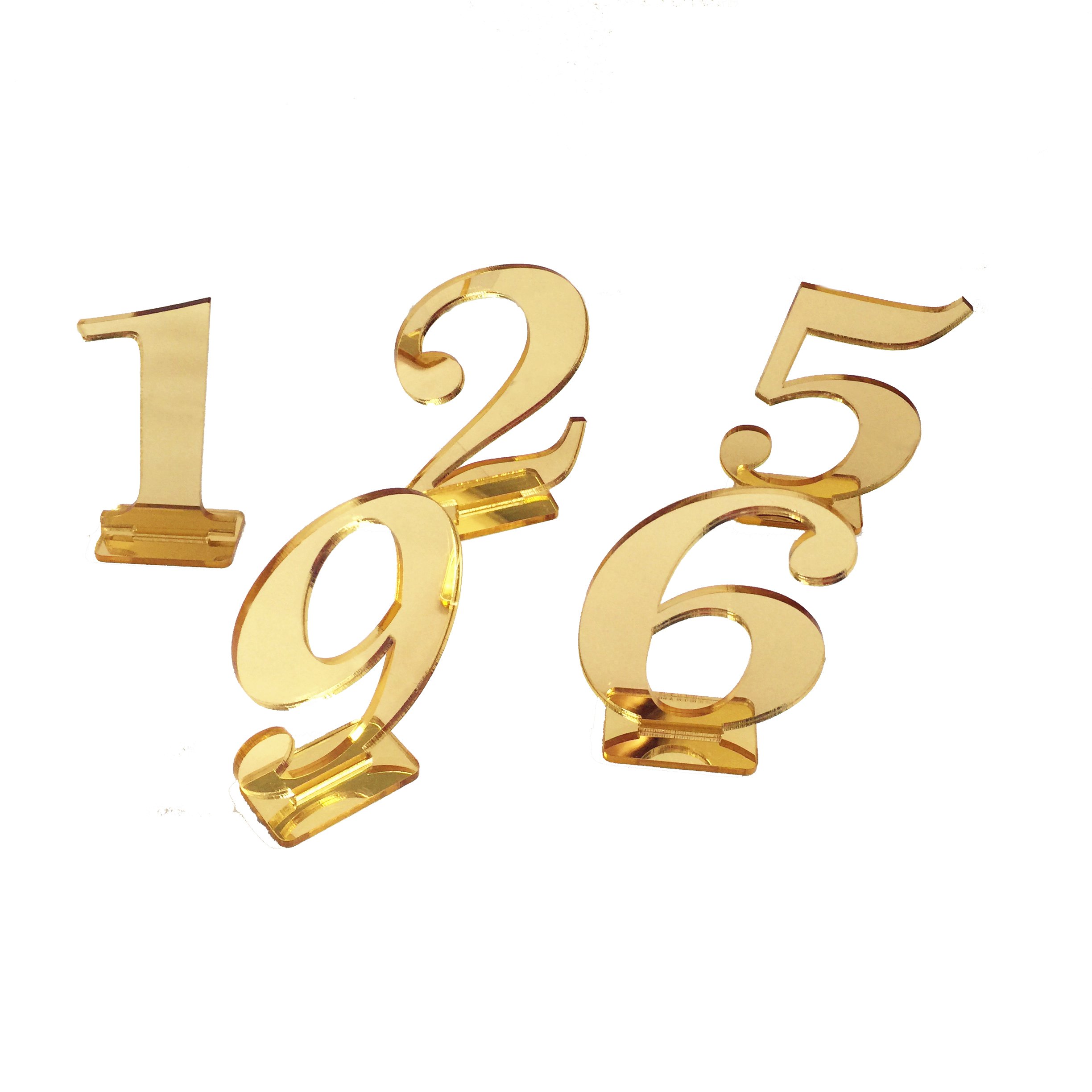 iEventStar Mirror Gold Table Number with Holder Base for Wedding Events (1-10)