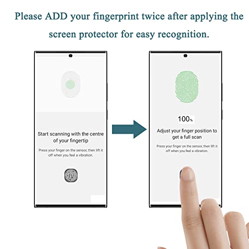 LYWHL [2+2] for Galaxy S22 Ultra Support Fingerprint ID Screen Protector Privacy Case Friendly 9H Hardness Tempered Glass Black Film + Camera Lens Protector for Samsung Galaxy S22 Ultra 6.8”