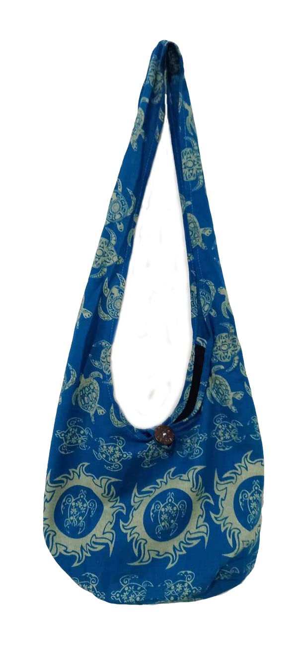 Lovely Creations's Hippie Boho New Elephant Crossbody Bohemian Gypsy Sling Shoulder Bag"Small" Size (Turtle Sky blue)