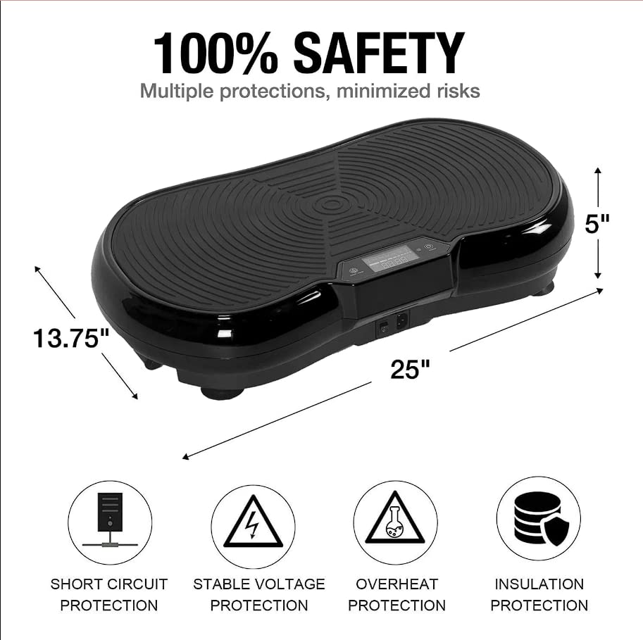 Cheery Whole Body Vibrating Platform with Balance Straps | Vibration Plate Exercise Machine | Easy Exercise Equipment at Home, Full Body Workout Equipment (Black)