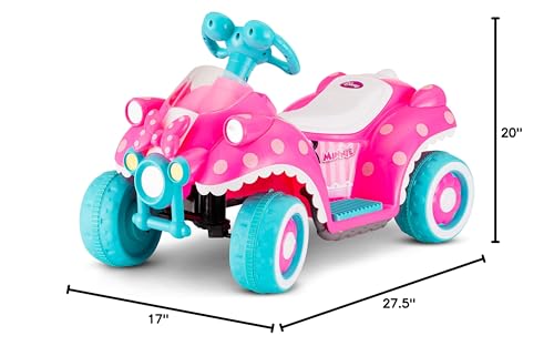 Kid Trax Toddler Disney Minnie Mouse Quad Ride-On, Kids 18-30 Months, 6V Battery and Charger Included, Max Weight 45 lbs, Hot Pink