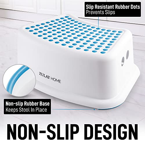 Zulay Home Step Stools for Bathroom Sink with Anti-Slip Surface & Base - Kids Step Stool for Toddlers Potty Training, Kitchen, Living Room, Bedroom, Toy Room (Blue)