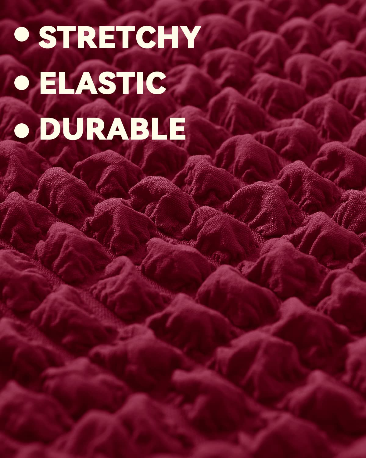 BLUESURGE Sofa Slipcover 1 Piece for 3 Cushion Couch Cover with Skirt, Durable Washable High Elastic Stretchable, Easy Fit Universal Furniture Protector (3 Seater, Maroon)