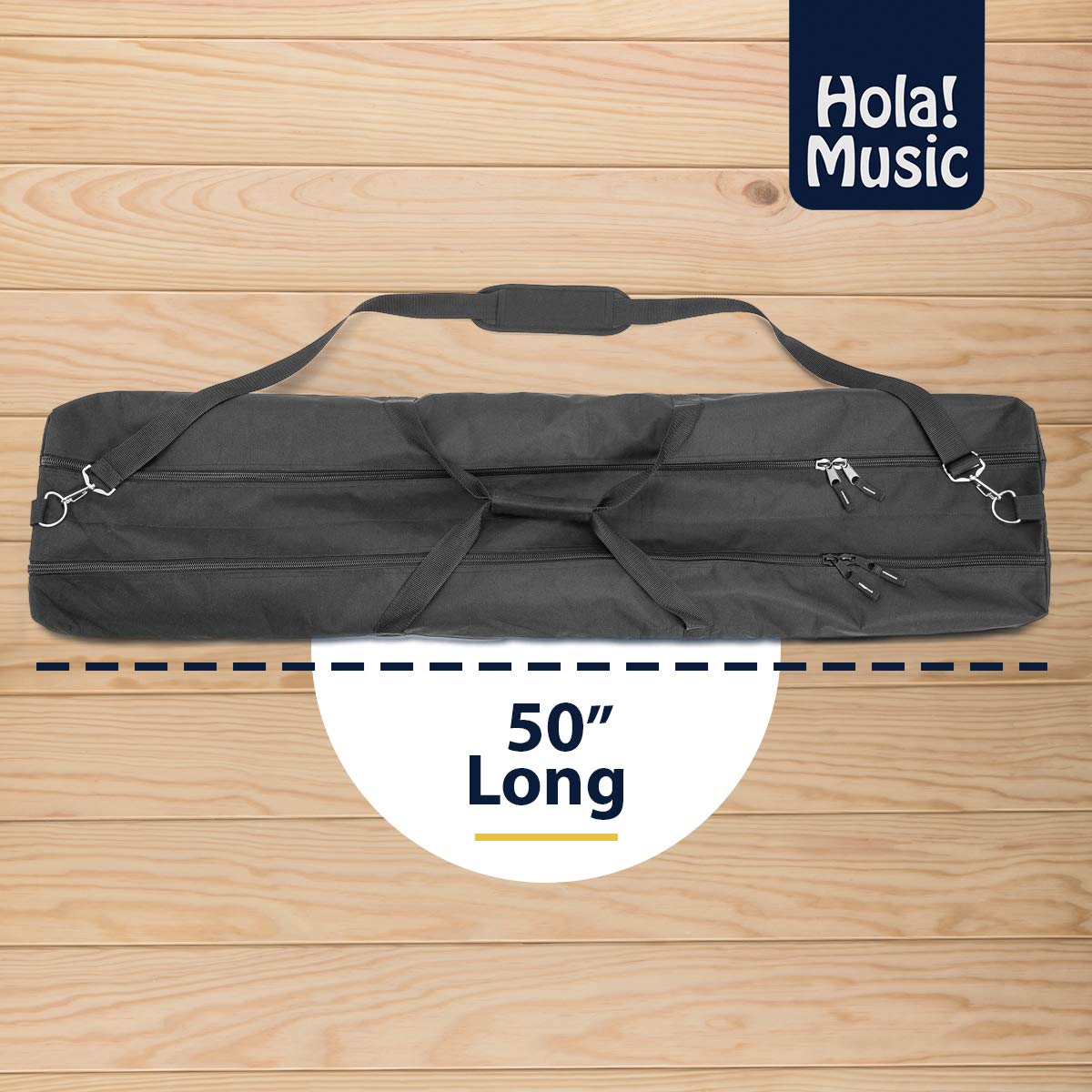 Microphone Stands Gig Bag by Hola! Music, Dual Compartment, 50 Inch Long with Shoulder Strap