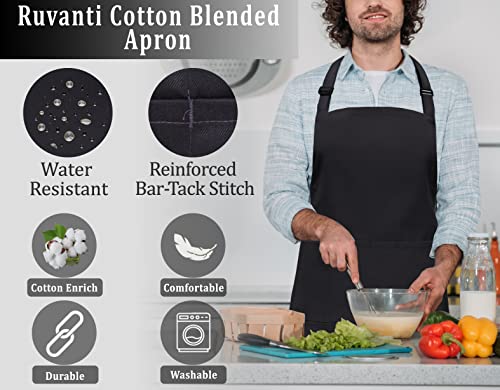 RUVANTI Cotton Blended Extra Large XXL Aprons for Women/Men with 2 Pockets for Cooking, Kitchen, Barber, Gardening, BBQ, Chef Apron