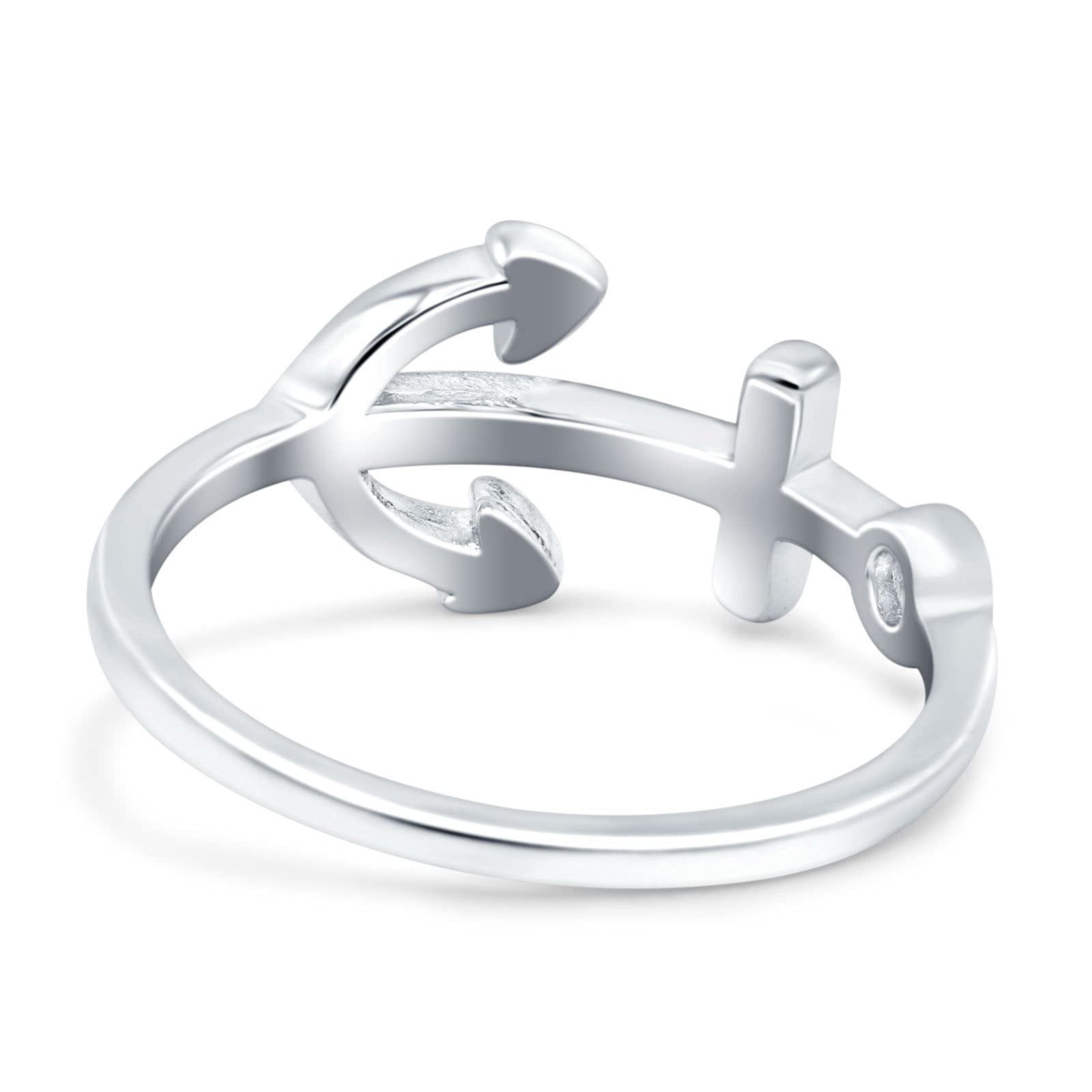 Blue Apple Co. Size-08 Anchor Band Rhodium Plated Statement Fashion Thumb Ring 925 Sterling Silver