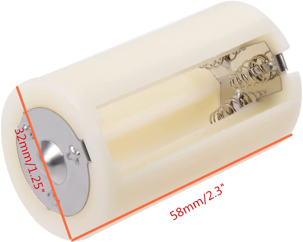 GFORTUN 5PCS 3x1.5V AA to D Size Parallel Battery Convertor Adapter Holder Connection Off White Cylinder Battery Storage Case for Flashlight