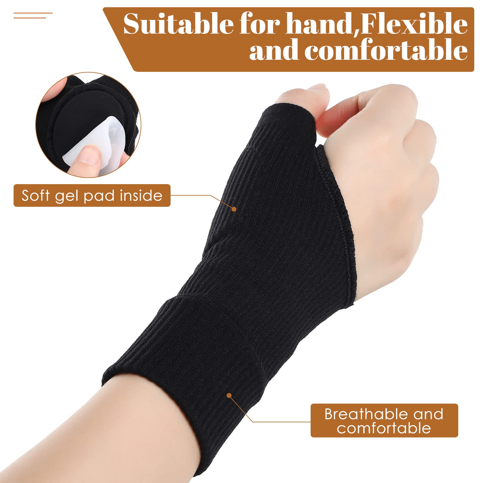 Chivao 3 Pairs Thumb Compression Gloves Wrist Brace Gloves Wrist Support Fingerless Glove Thumb Arthritis Compression Sleeve with Gel Pad for Wrist Joint Relieve Pain
