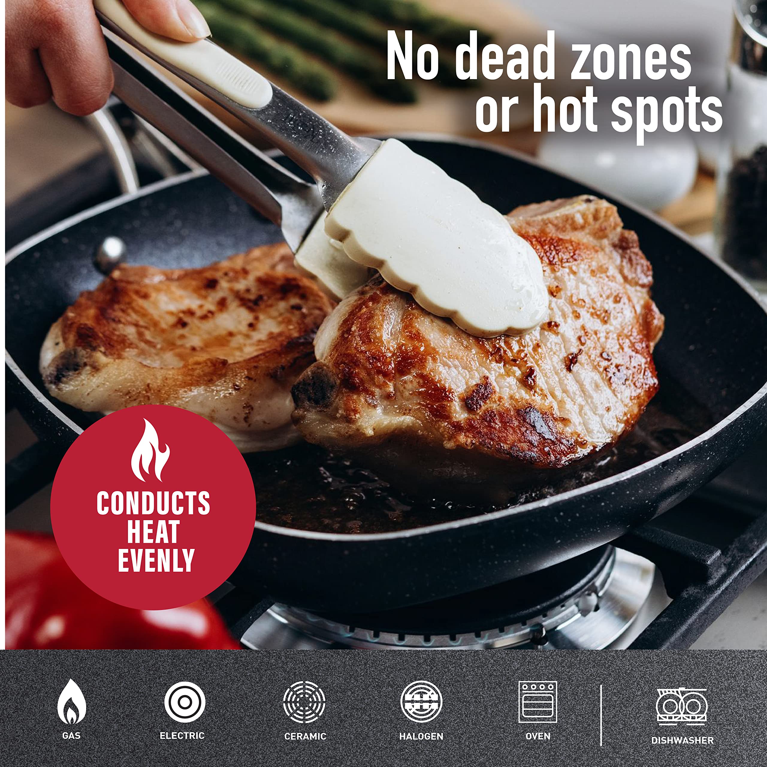 Granitestone 11" Shallow Square Frying Pan Nonstick Skillet, Scratchproof Diamond Infused Coating, No-warp Mineral-enforced Cookware Dishwasher Oven Safe PFOA-Free Kitchenware - As Seen On TV