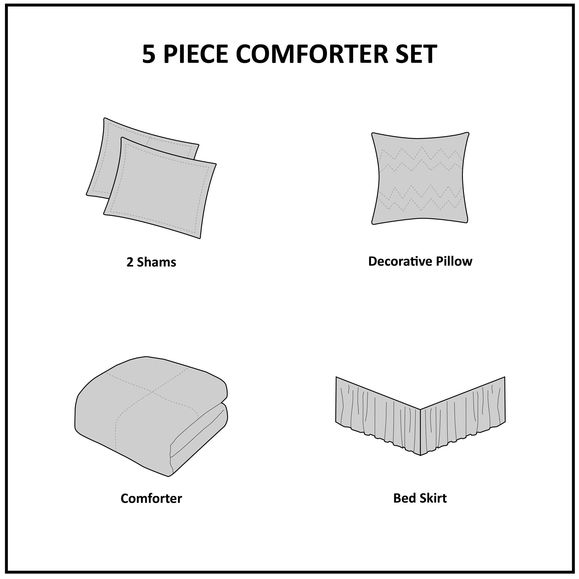 Madison Park Celeste Comforter Set-Textured Luxury Design All Season Down Alternative Bedding, Matching Sham, Decorative Pillows, Queen(90"x90"), White 5 Piece