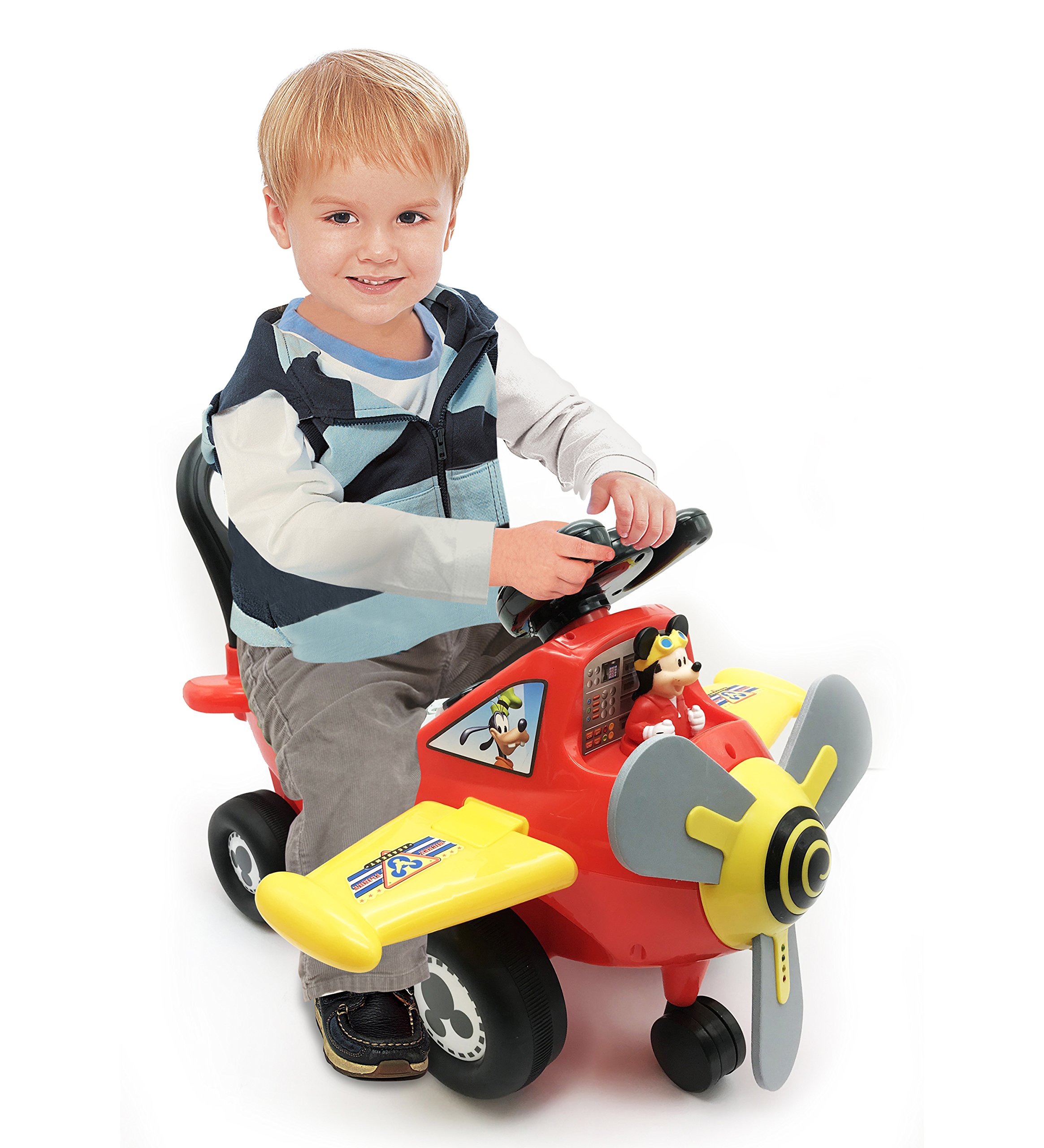 Kiddieland Disney Mickey Mouse Plane Light & Sound Activity Ride-On, 20.5" x 18" x 15.375"