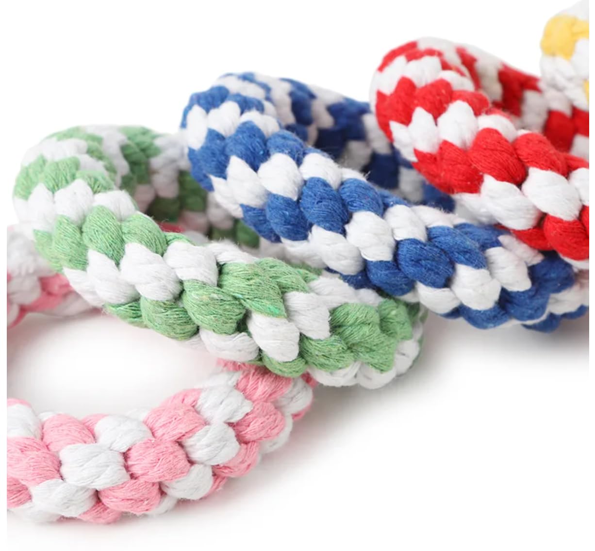 Dog Rope Donut Dental Chew Play Toy Braided for Bored, Teething Puppys and Dogs (Blue)