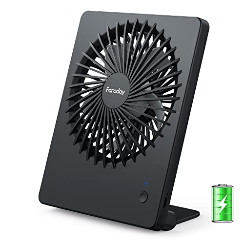 FARADAY Small Table Fans Rechargeable Portable 180Β°Tilt Folding Desk Fans Battery Operated Personal Fan Ultra Quiet For Home Bedroom Office Desktop, 3 Speeds (Black)