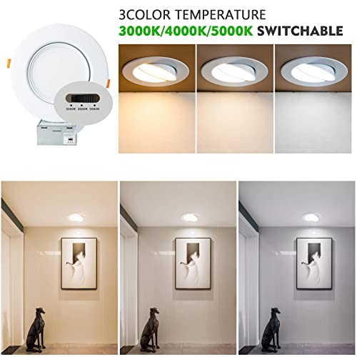 bulbeats 6 Inch Gimbal LED Recessed Light and LED Downlight, ๐ ๐ฒ๐๐ฎ๐น LED Recessed Can Light 6inch 3000K/4000K/5000K 140lm/w (high efficency) Dimmable Directional Ceiling Light CRI90-12 Pack ETL