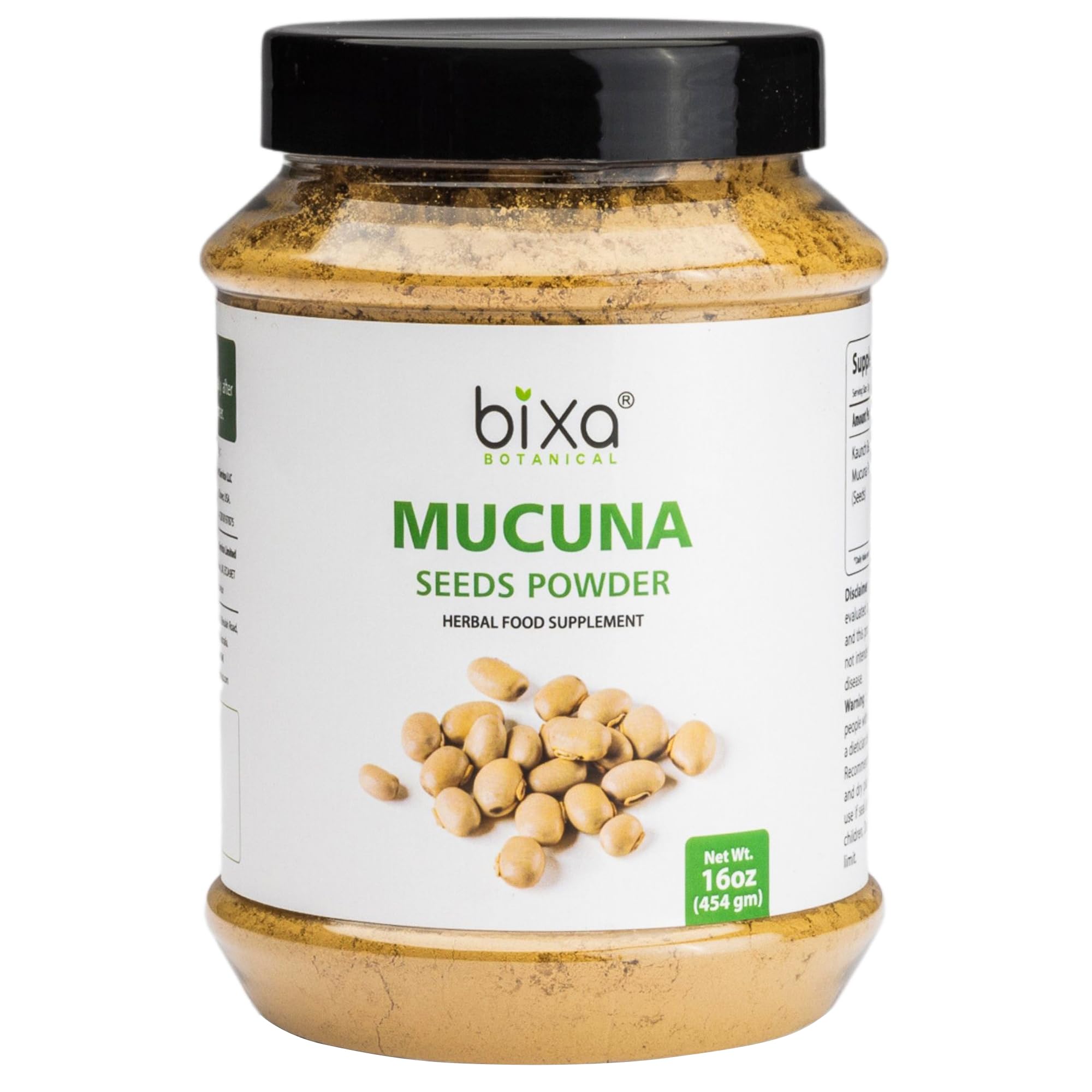 bixa BOTANICAL Mucuna Pruriens Powder (Velvet Bean Powder/Kapikacchu) Η Natural Nervine Tonic & Muscle Builder Η Herbal Mood Enhancement a Η Energy Booster (16 Oz/1 Pound)